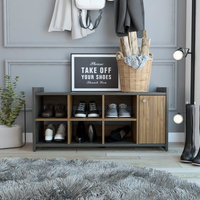 Modena Entryway Storage Unit With 6 Shoe Cubbies and Cabinet, Espresso ...