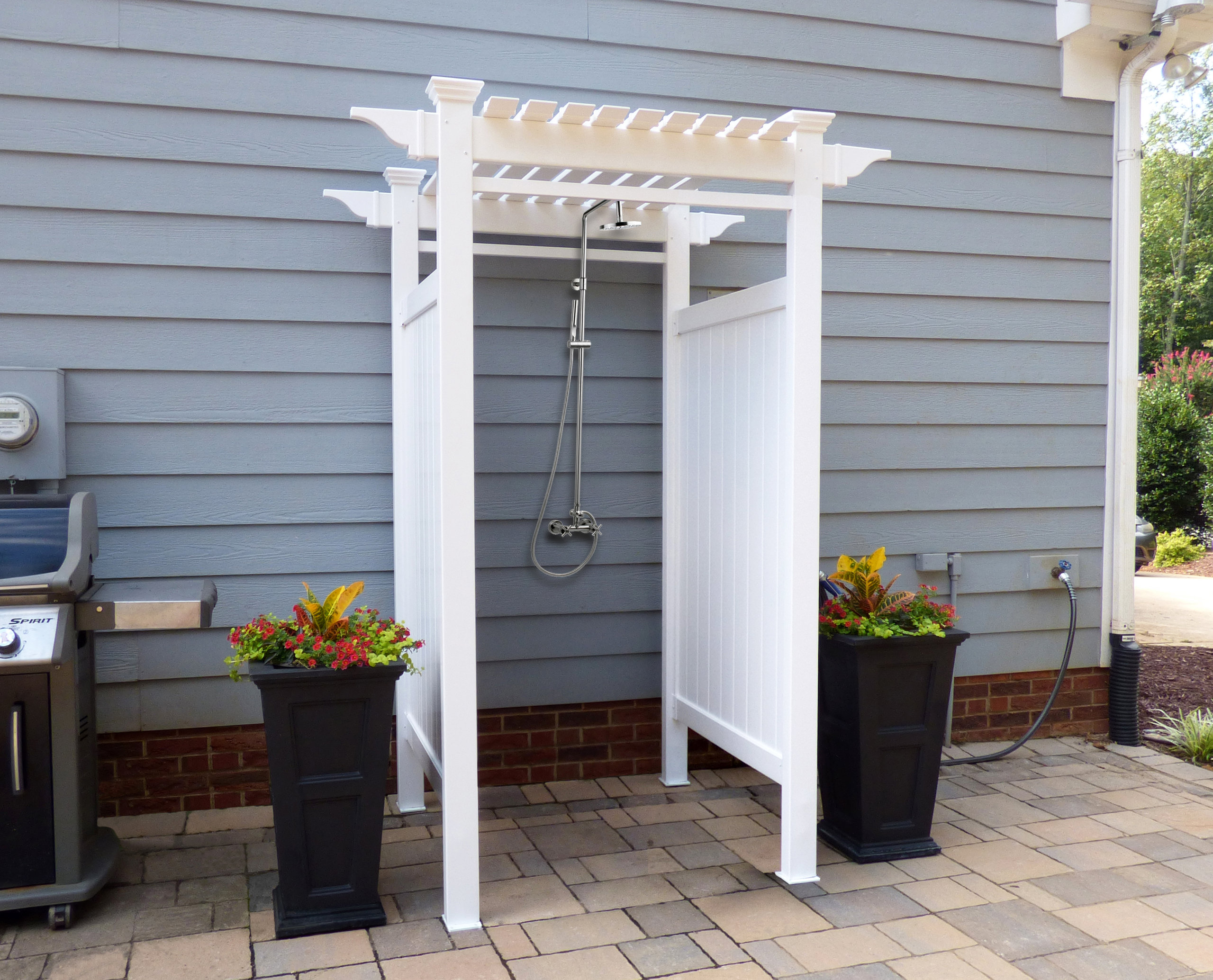 Outdoor Vinyl Shower In-Ground Post Mounting Extension Kit, 4 Pack ...