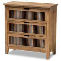 Kors Rustic Transitional Medium Oak 3-Drawer Wood Spindle Chest ...