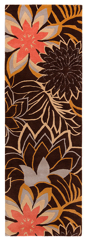 Chandra Kronos Kro6305 Rug, Brown/Tan/Mocha/Coral Pink/Grey, 7'8" x 10 ...