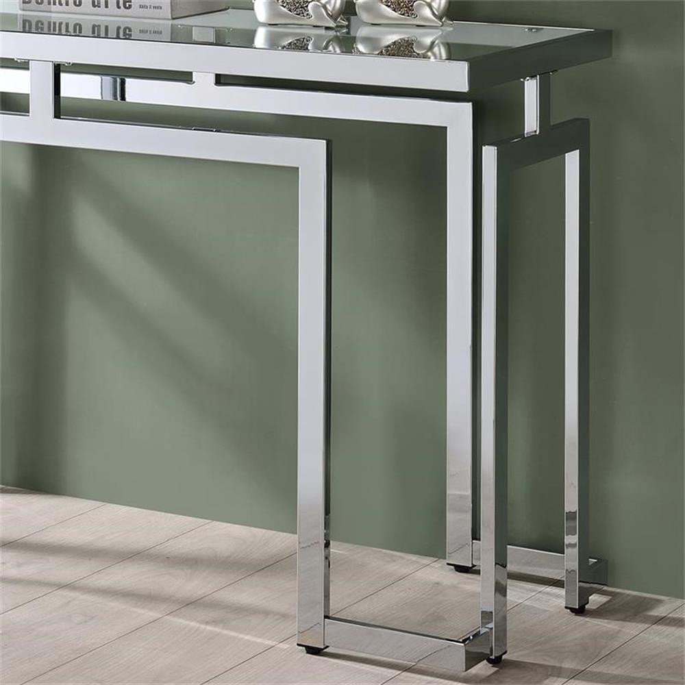 Furniture of America Mahone Contemporary Glass Top Console Table in Chrome - Contemporary ...