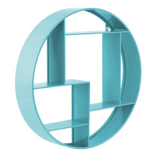 Round Metal Wall Shelf With Multiple Slots, Blue - Contemporary ...
