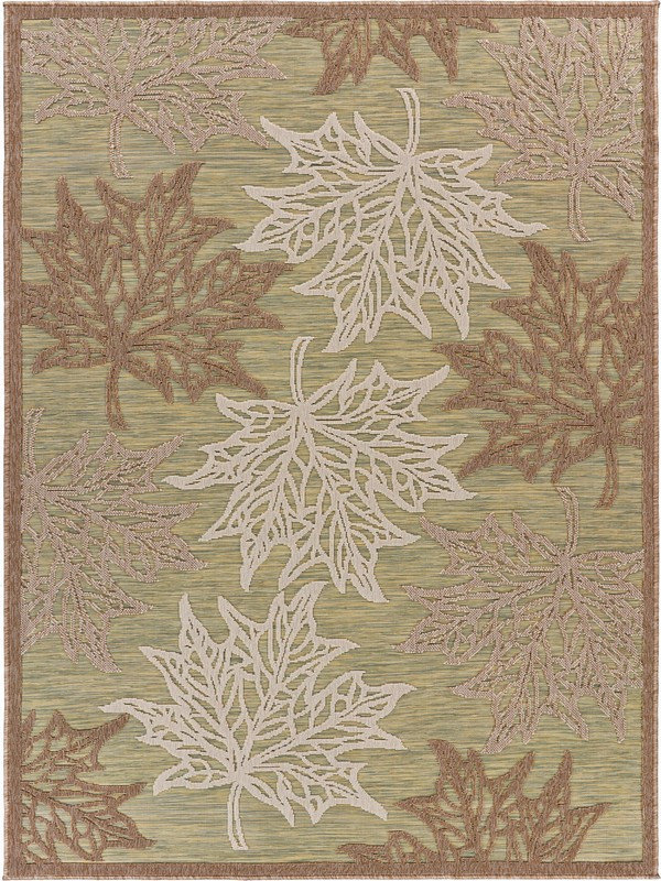 5" x 7" Tan Maple Leaf Indoor Outdoor Area Rug - Contemporary - Outdoor ...