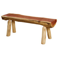Red Cedar Half-Log Bench, 6 Foot - Rustic - Dining Benches - by Furniture Barn USA | Houzz