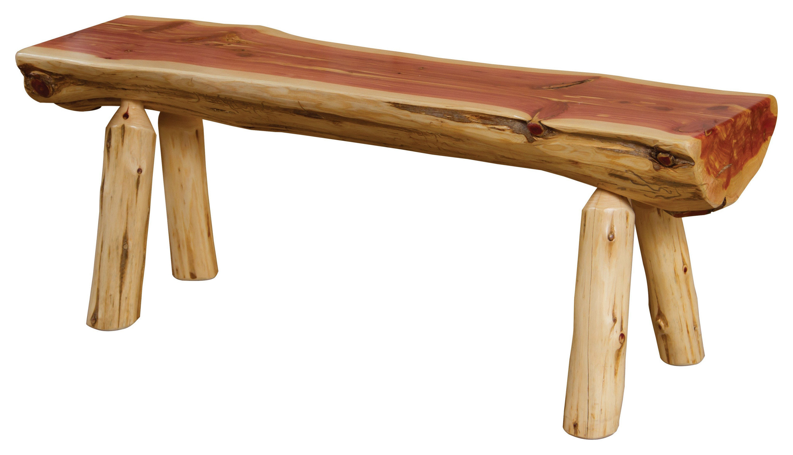 Red Cedar Half-Log Bench, 6 Foot - Rustic - Dining Benches - by ...