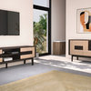 Roma Wide Sideboard, Dark Oak and Natural Woven Cord - Beach Style - Buffets And Sideboards - by ...