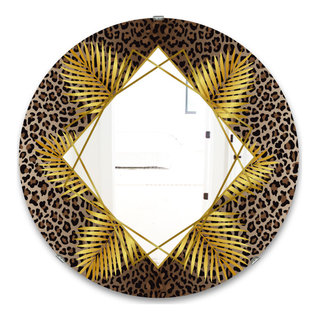 Designart Leopard 5 Glam Oval Or Round Wall Mirror, 32x32 - Tropical ...