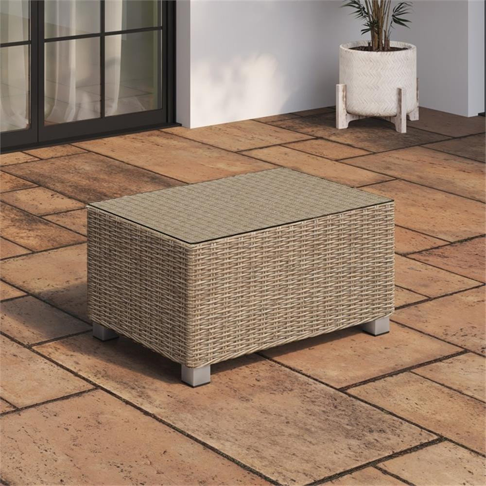 TK Classics Outdoor Patio Rectangle Coffee Table with Glass-Top in ...