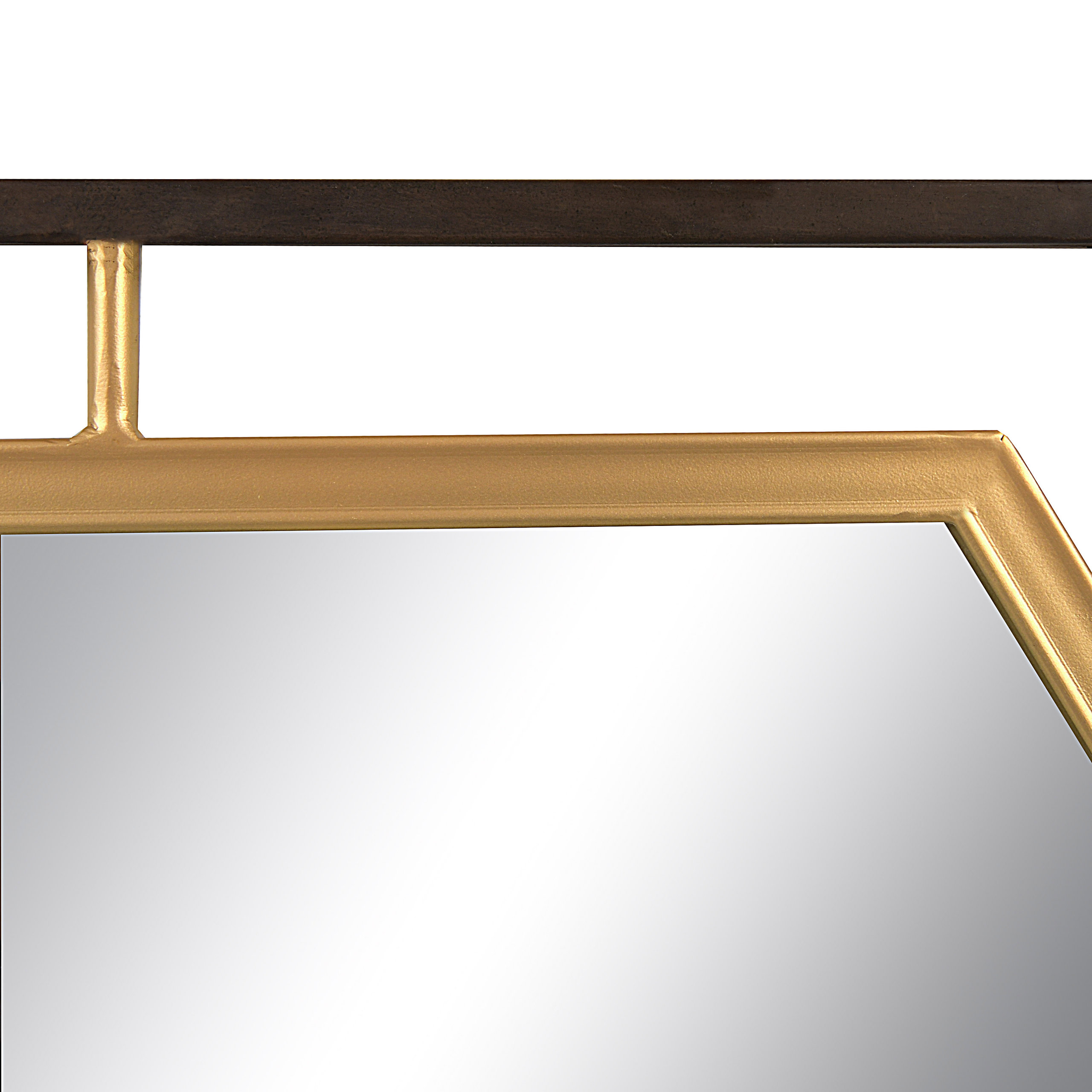 Hexagon 2 Tone Metal Framed Wall Mirror, Black and Gold - Contemporary ...