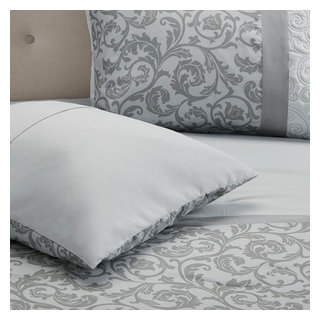 510 Design Ramsey Embroidered 8 Piece Comforter Set, Grey, King ...