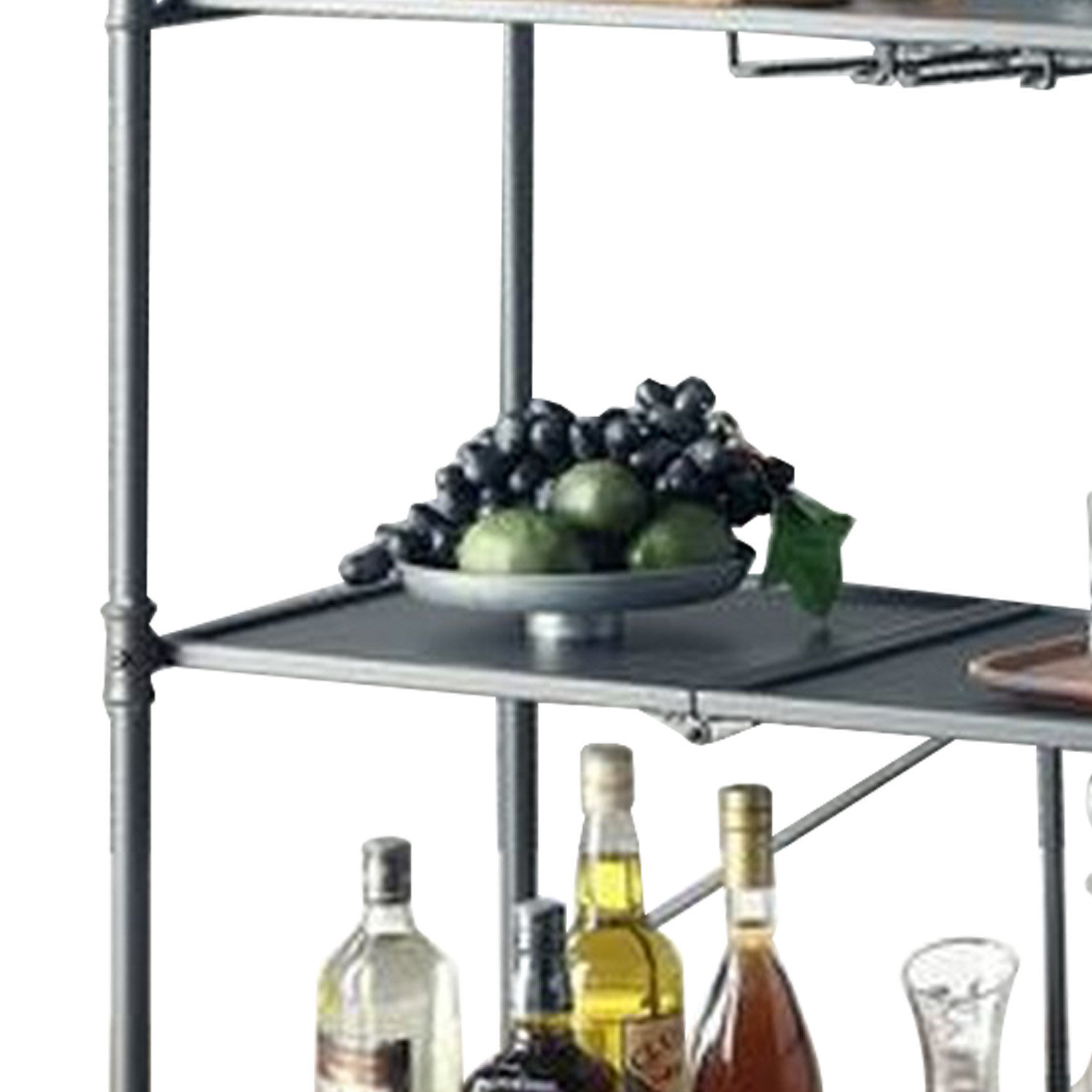 Benzara BM251148 3 Tier Foldable Serving Cart With Pipe Style Metal ...