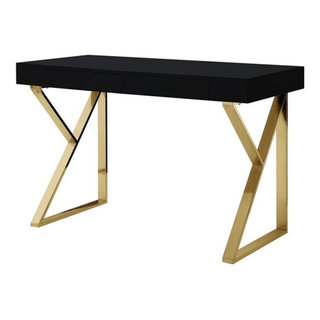 Posh Dianna 2-Drawer Writing Desk with Stainless Steel Legs in White ...