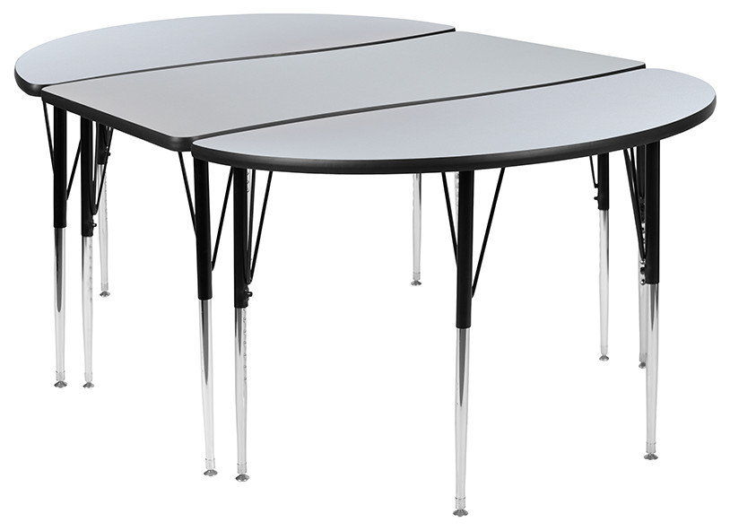 3 Piece 76" Oval Wave Activity Table Set, Standard Adjustable Legs ...