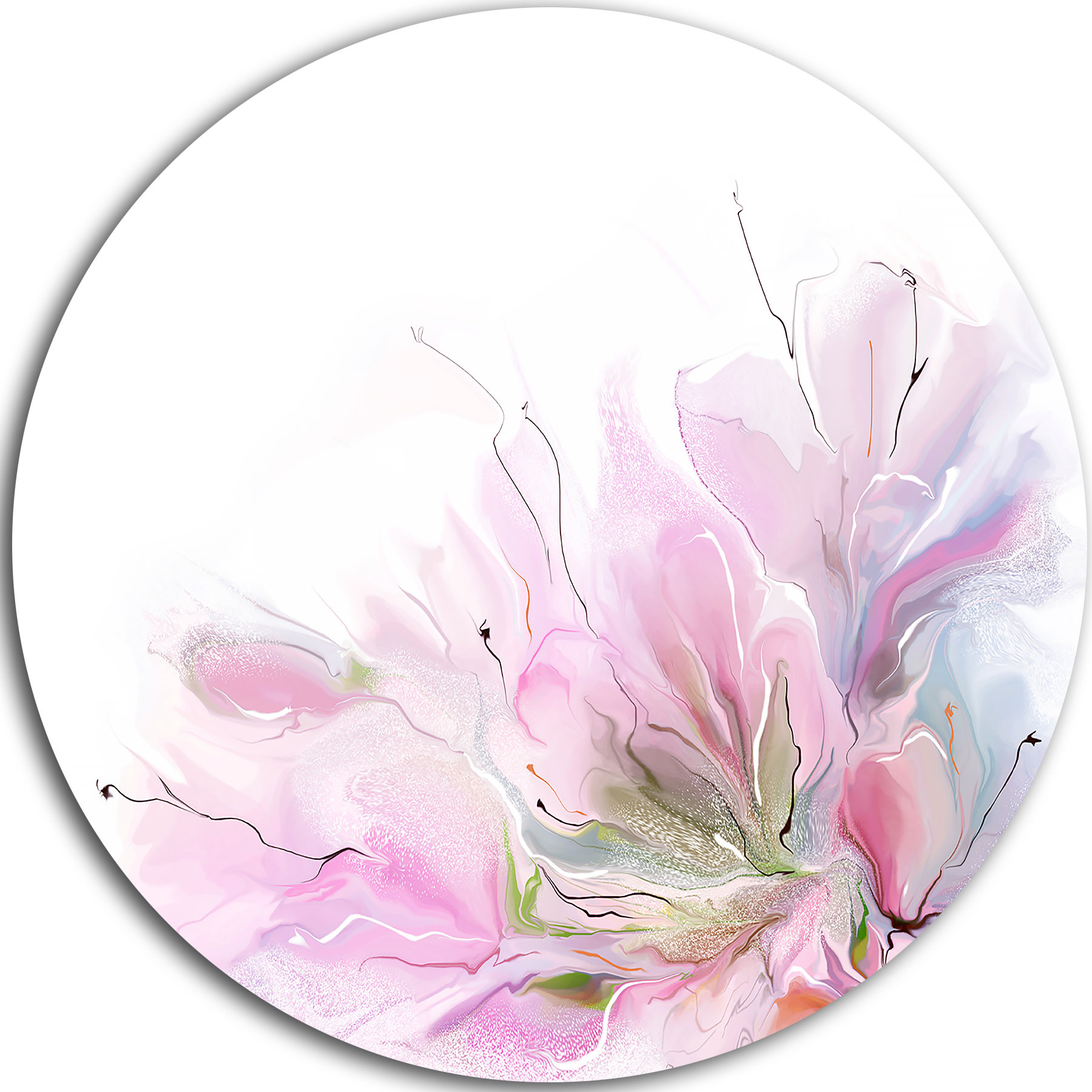 Lovely Pink Flowers, Floral Contemporary Disc Metal Artwork, Disc of 11 ...