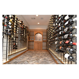 Contemporary Wine Room with Elegant Wooden Racking at the Center ...
