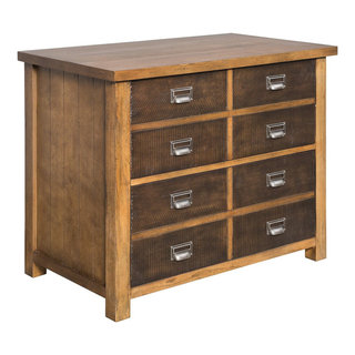 Brown Wooden File Cabinet, 2 Rough Sawn Patterned Drawers - Farmhouse ...