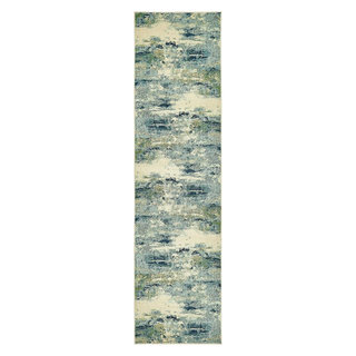 Rug Unique Loom Chromatic Light Blue Runner 2' 7 x 10' 0 - Contemporary ...