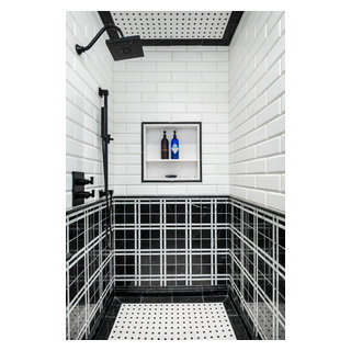 Black and White Tile Shower - Midcentury - Bathroom - Phoenix - by ...