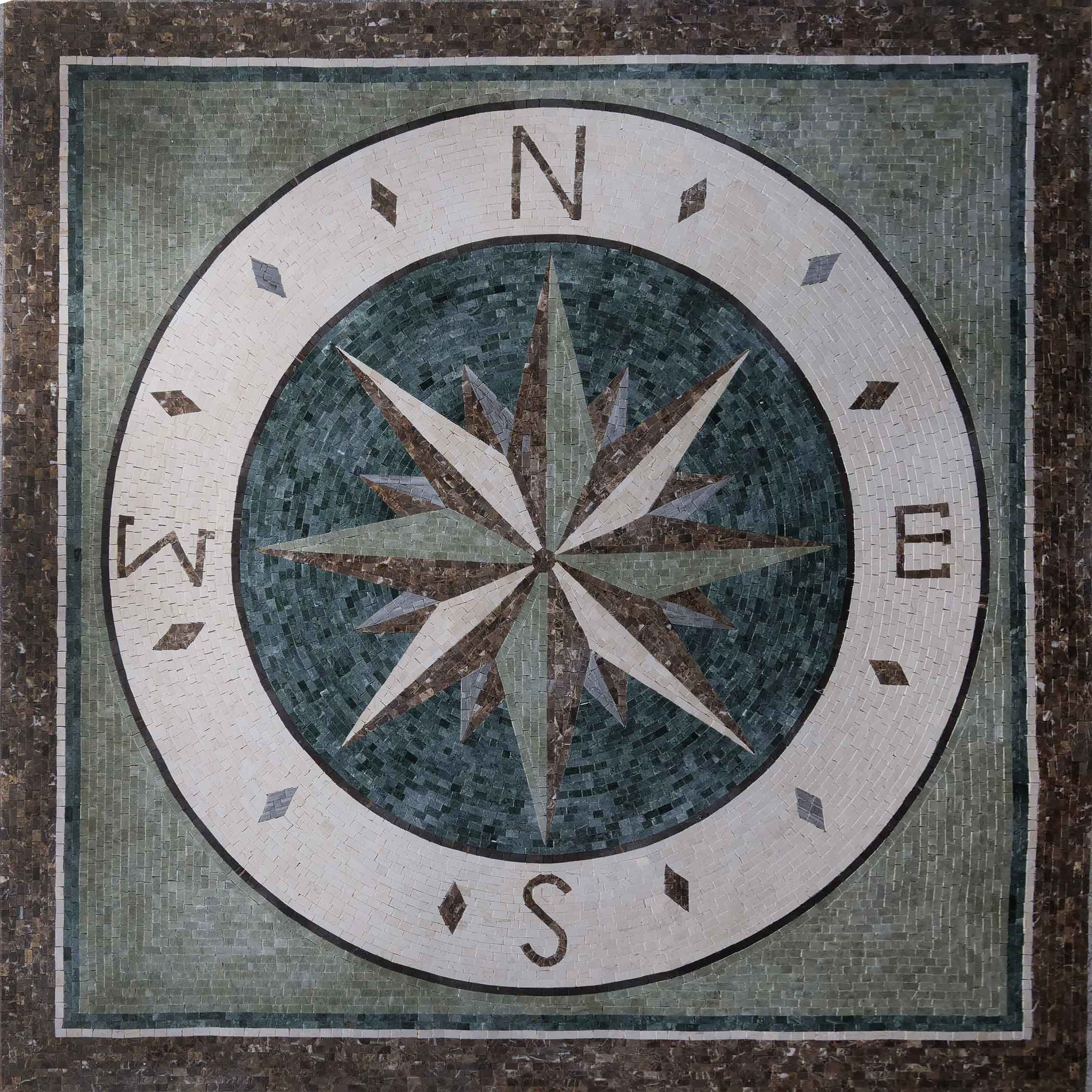 Artistic Compass - Mosaic Artwork, 72" x 72" - Beach Style - Tile ...