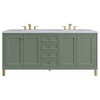 72 Inch Modern Farmhouse Green Double Sink Bathroom Vanity Marble ...