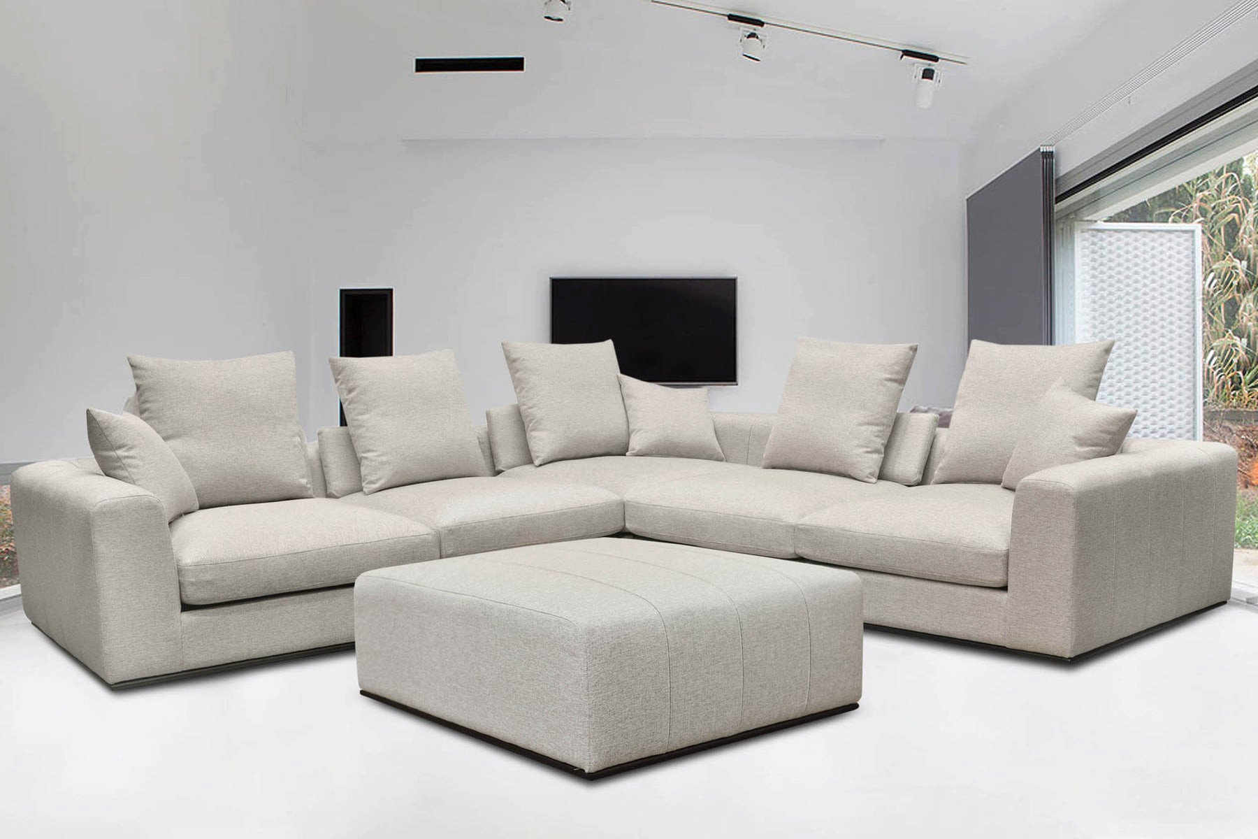 Alba Stone Light Grey Sullivan Sectional Sofa - Transitional ...