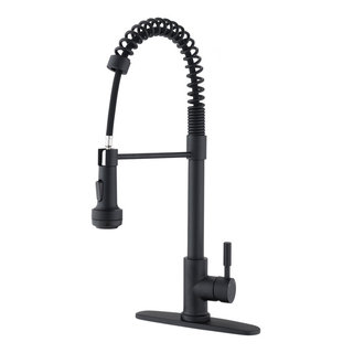 Single Handle Deck Mounted Spring Neck Pull Down Kitchen Faucet with ...