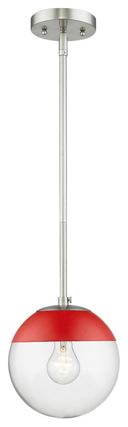 Golden Lighting Dixon Small Pendant with Rod, Pewter/RD, 3219-SPW-RED ...
