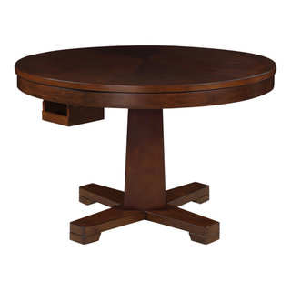 48" Round Poker Game Dining Table With Cup Holders, Chip Trays, Brown ...