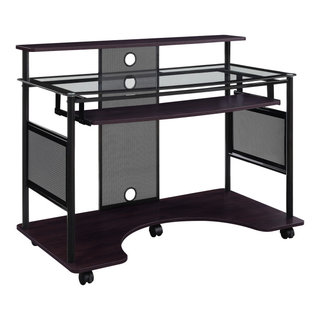 Vision Glass Multi-Media Home Office Rolling Desk - Contemporary ...