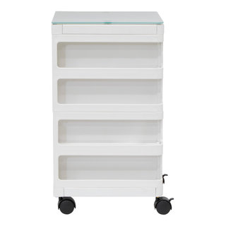 Kubx Rotating 4-Sided Mobile Storage Organizer With Glass Top, White ...