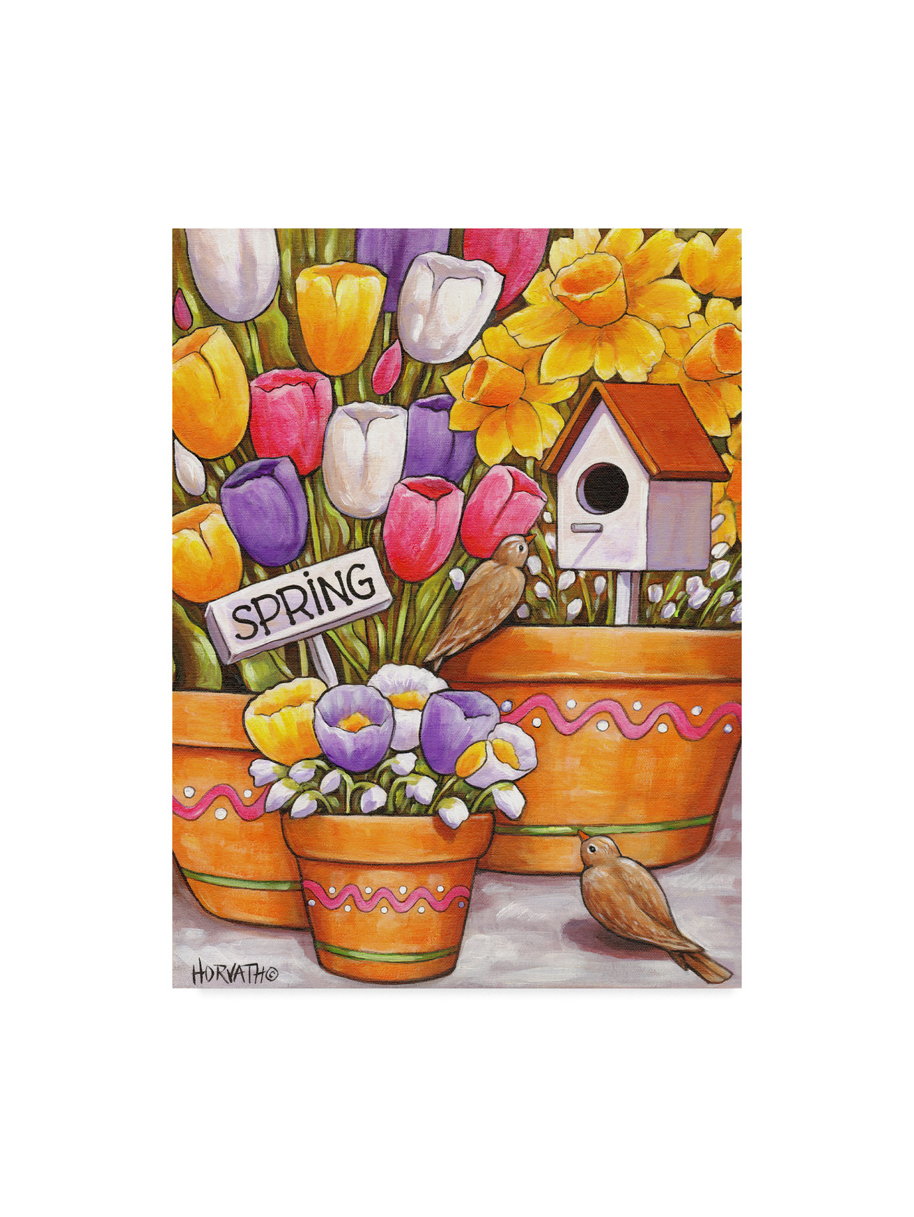 Cathy Horvath-Buchanan 'Spring Birds Flowers' Canvas Art, 24"x32 ...