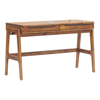 Solid Acacia Brown Remix Writing Desk, 49.3W x 19.7D x 30H - Midcentury ...