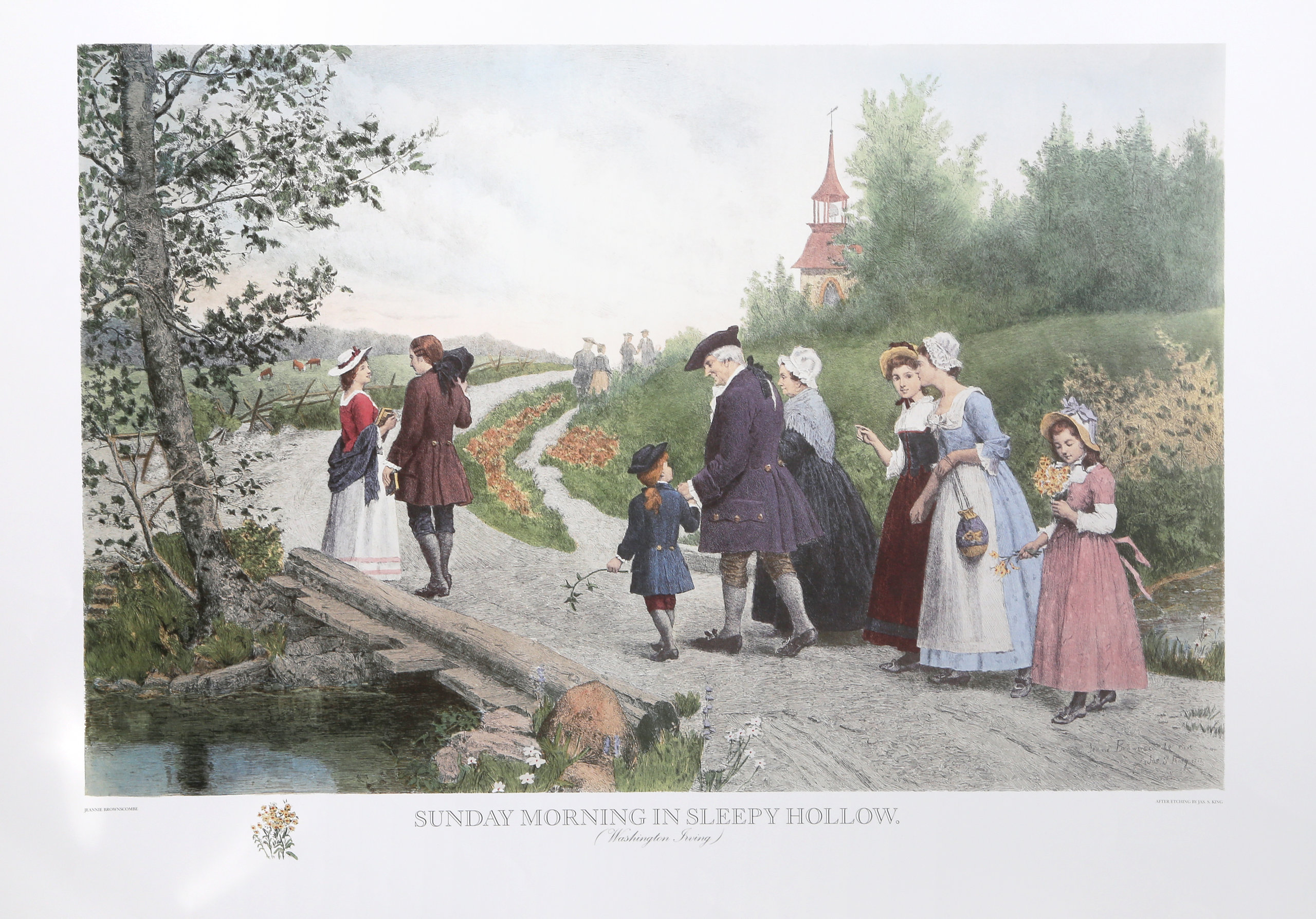 Sunday Morning, Sleepy Hollow, Jennie Brownscombe, 28x39.5 ...