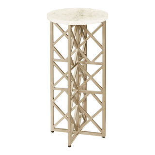 Gypsum Stone-Top Drink Table With Metal Base - Contemporary - Side ...