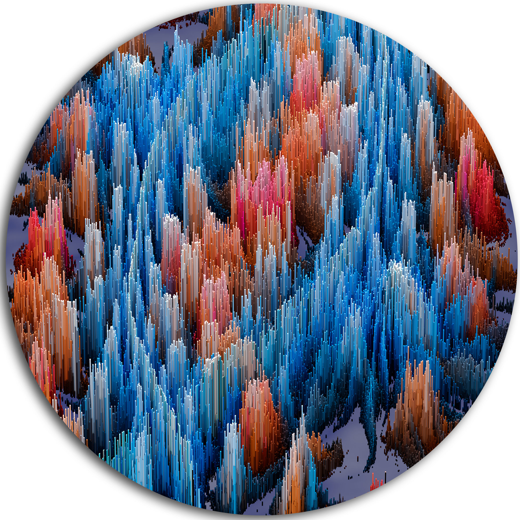 Macro Render Structure Blue Red, Art Round Wall Art, Disc of 11 inch ...