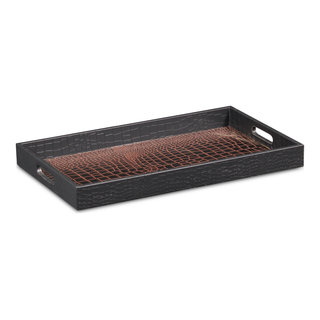 Faux Snakeskin Vinyl Tray, Brown - Contemporary - Serving Trays - by ...