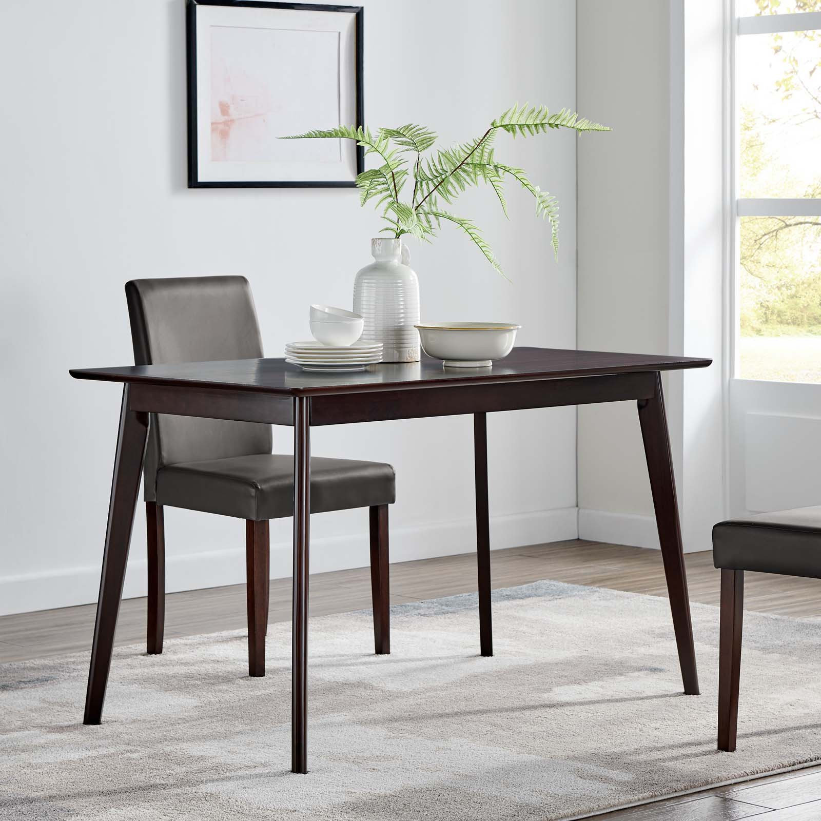 Dining Table, Rectangular, Wood, Drak Brown, Modern, Cafe Bistro ...