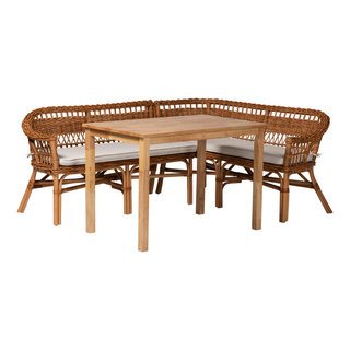 Nella Rattan 3PC Dining Nook Set - Tropical - Dining Sets - by Baxton ...