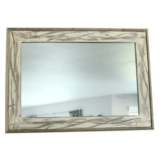 Rustic Mirror, Denali Antique White Heavily Distressed Wood Mirror ...
