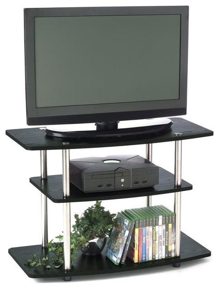 Pemberly Row Contemporary 3-Tier Wood TV Stand for TVs up to 32" in ...