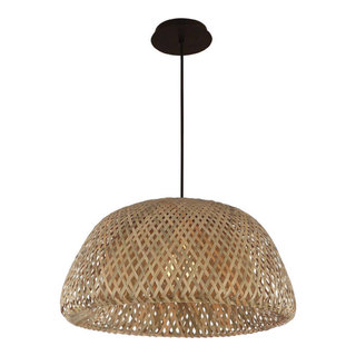 Tulum 1 Light Pendant, Black & Wicker - Tropical - Pendant Lighting ...