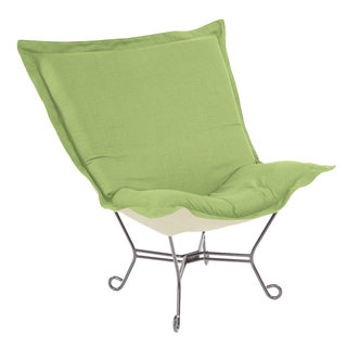 Linen Slub Scroll Puff Chair - Contemporary - Armchairs And Accent ...