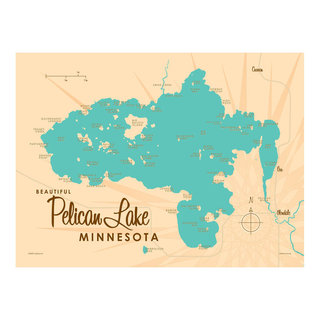Lakebound Pelican Lake Minnesota Map Art Print, 18"x24" - Contemporary ...