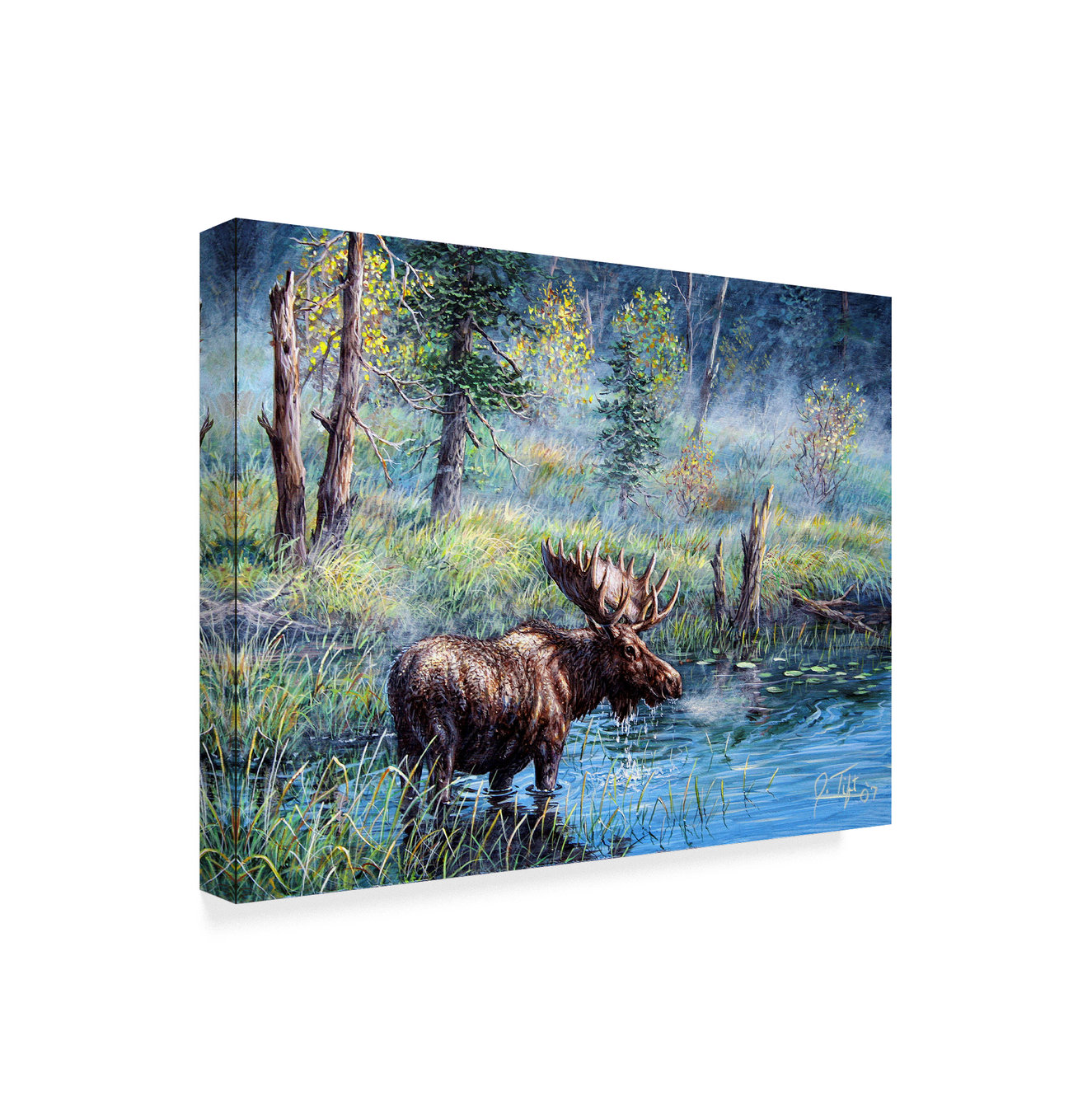 Jeff Tift 'Moose Painting' Canvas Art, 19"x14" - Rustic - Prints And ...
