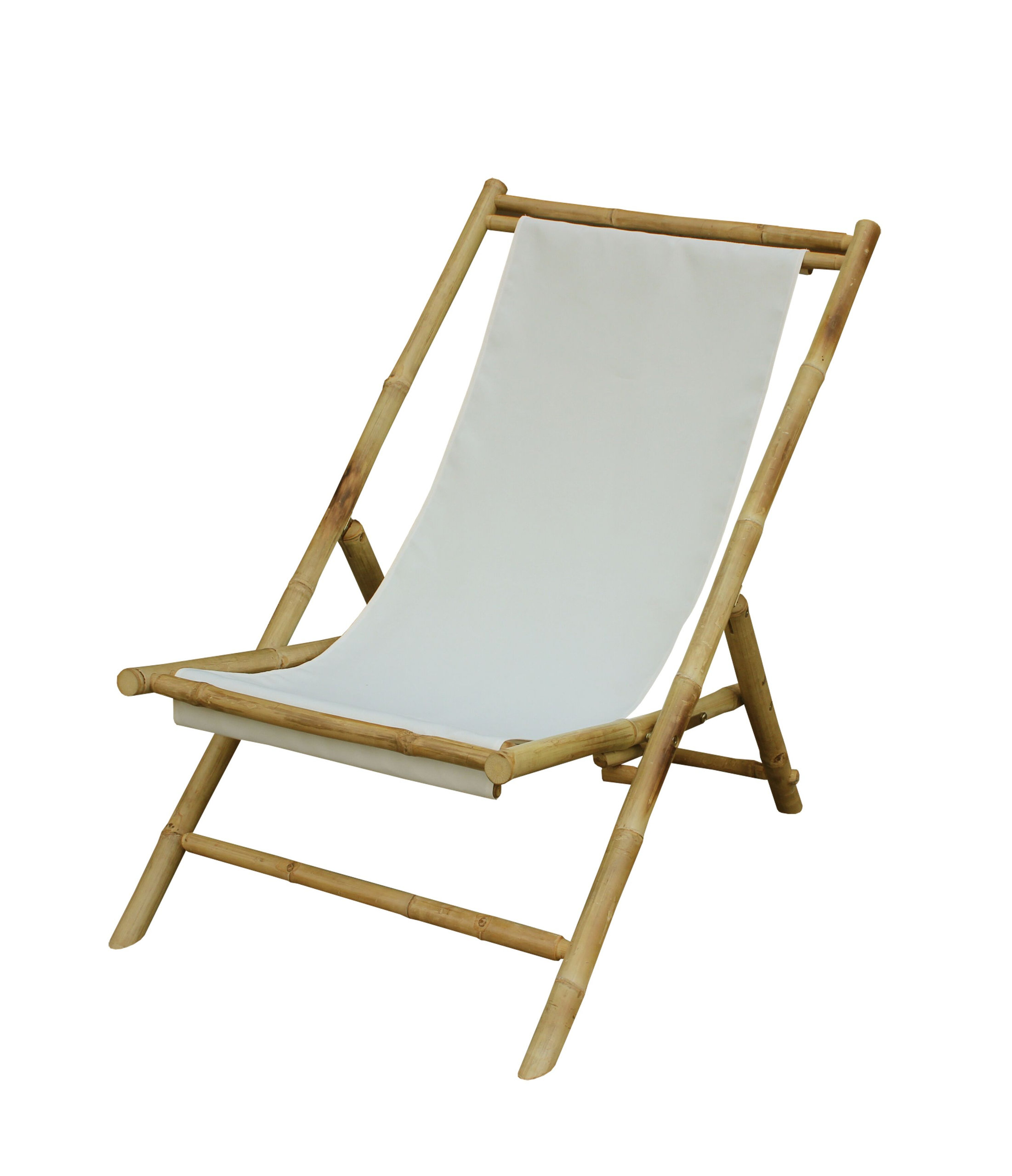Folding Bamboo Relax Sling Chair - White Canvas - Modern - Outdoor ...