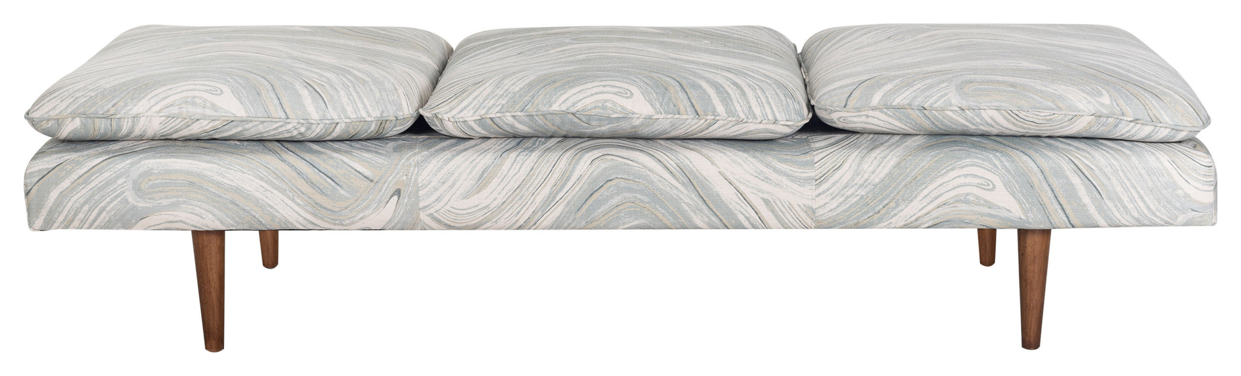 Long Upholstered Daybed With Wood Legs, Marbled Mint and Natural ...