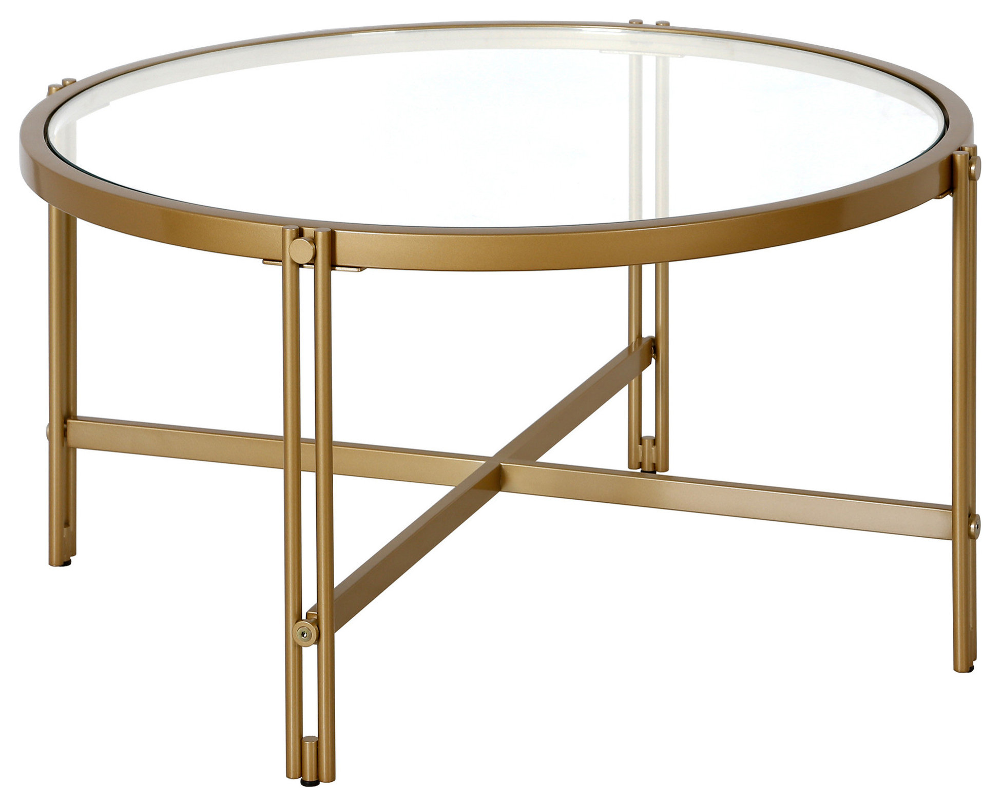 32" Gold Glass Round Coffee Table - Contemporary - Coffee Tables - by ...