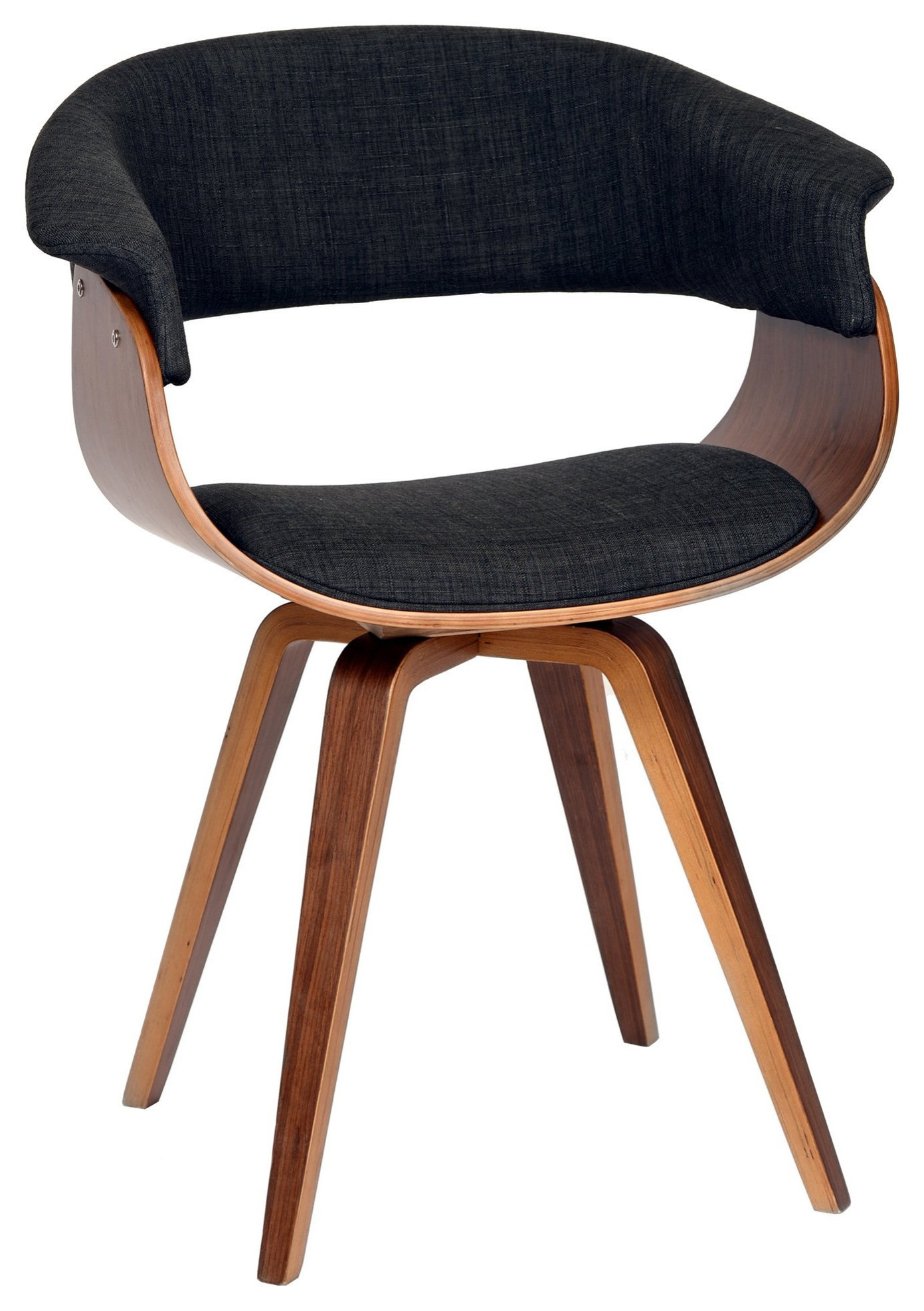 Armen Living Summer Modern Chair, Charcoal Fabric and Walnut Wood ...