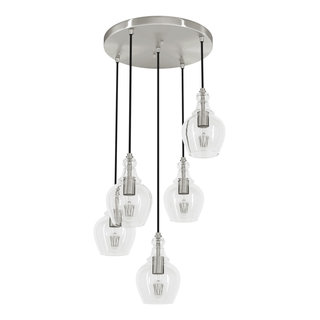 Brushed Nickel Five Light Cluster from the Maple Park Collection, 19. ...