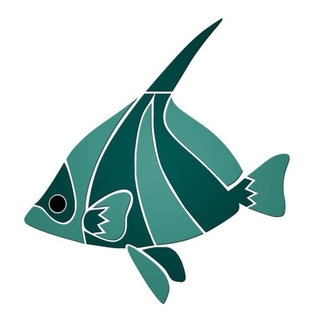 Angel Fish Ceramic Swimming Pool Mosaic, 14"x14" - Beach Style - Accent ...